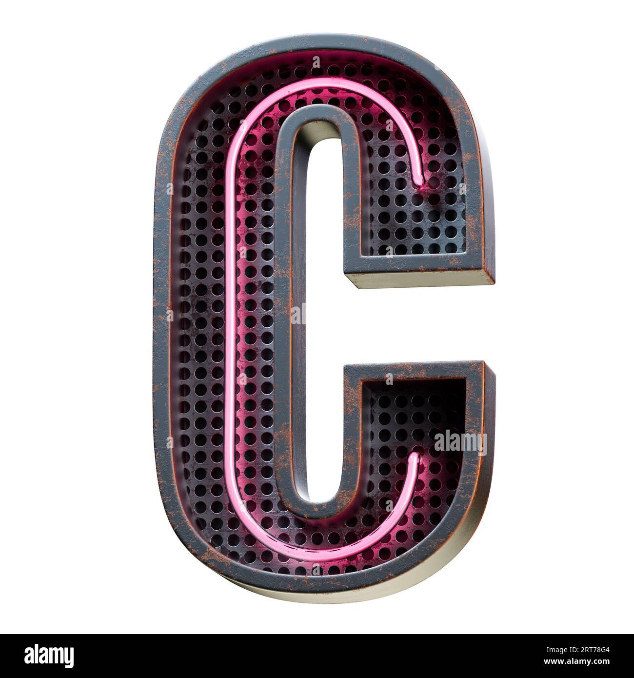 3D illustration of Pink Neon light alphabet character Capital letter ...