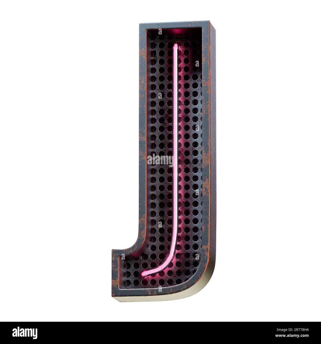 3D illustration of Pink Neon light alphabet character Capital letter ...