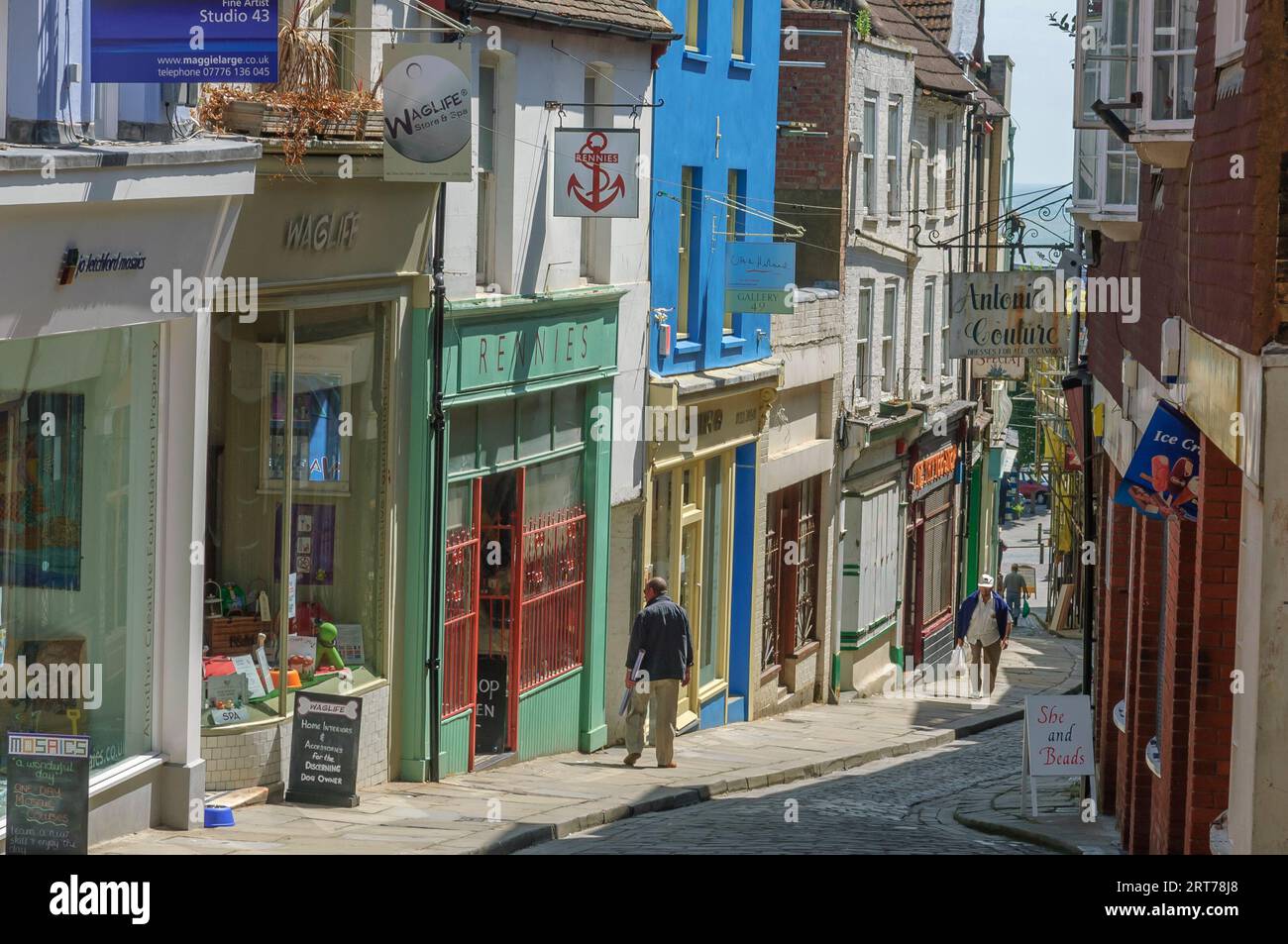 Shopping /shoppers on the old high street, Folkestone, Kent, England ...