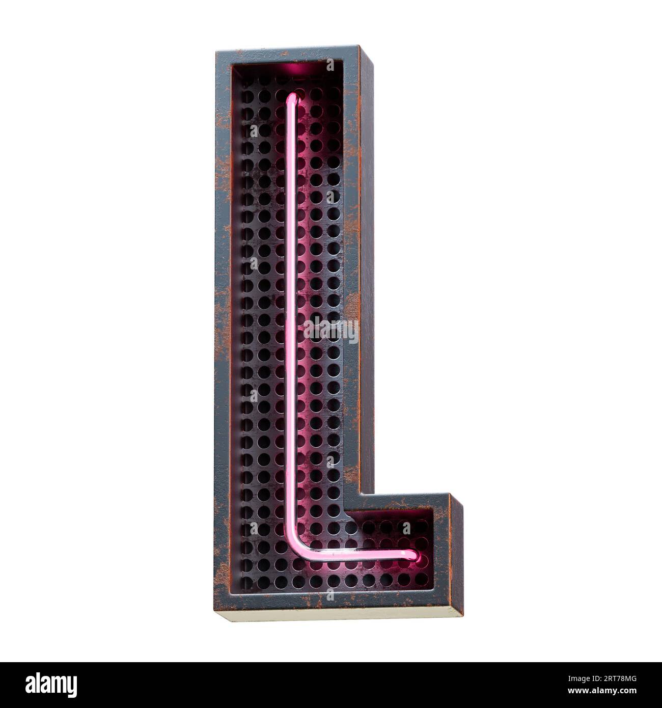 3D illustration of Pink Neon light alphabet character Capital letter ...