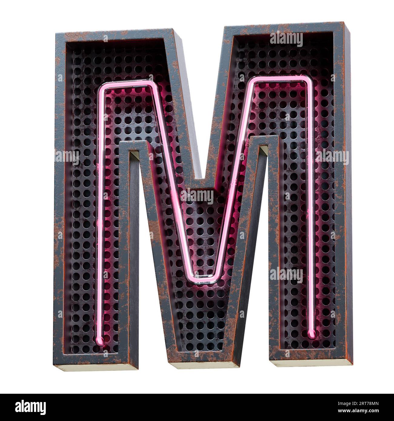 3D illustration of Pink Neon light alphabet character Capital letter ...