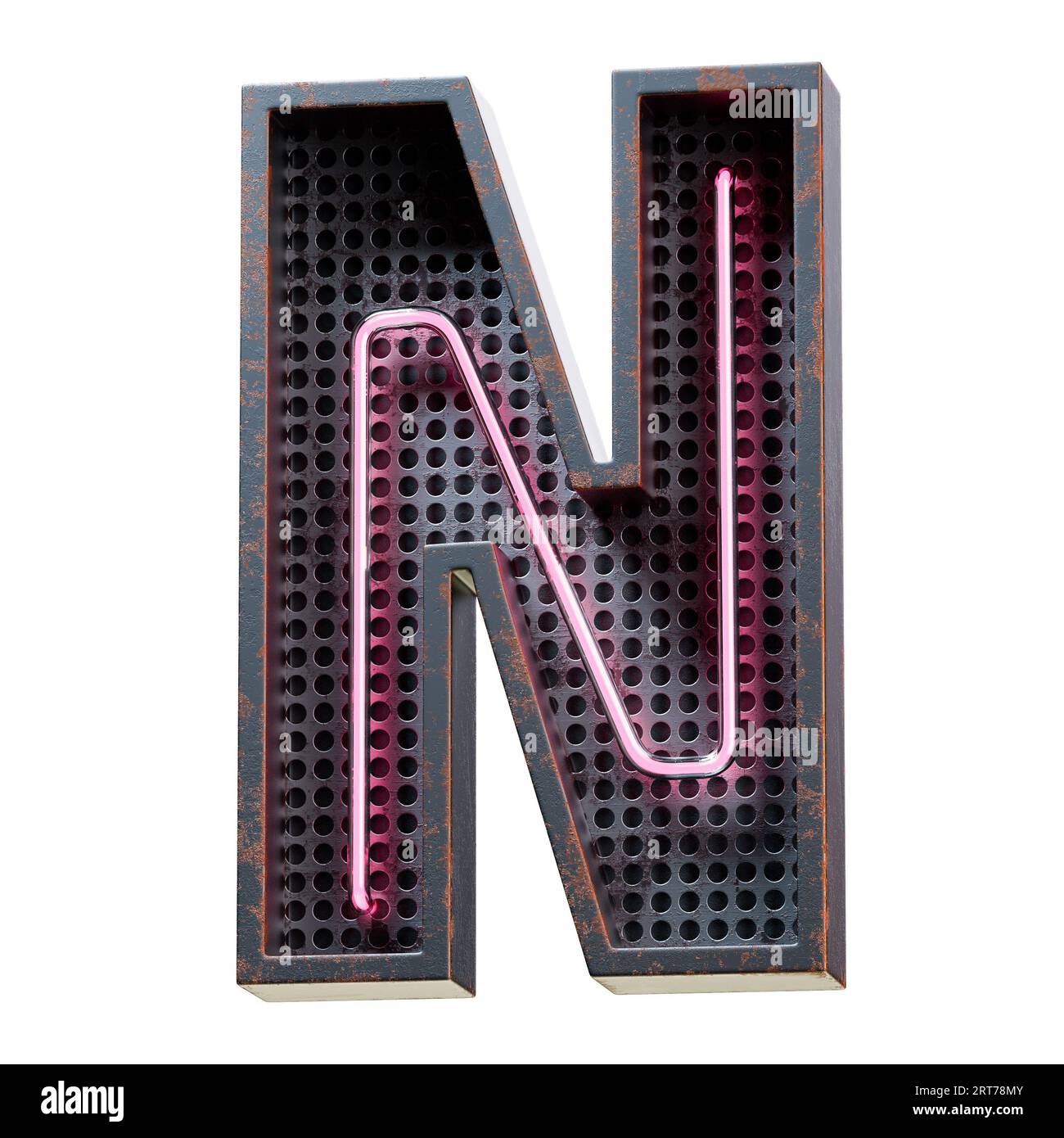 3D illustration of Pink Neon light alphabet character Capital letter ...