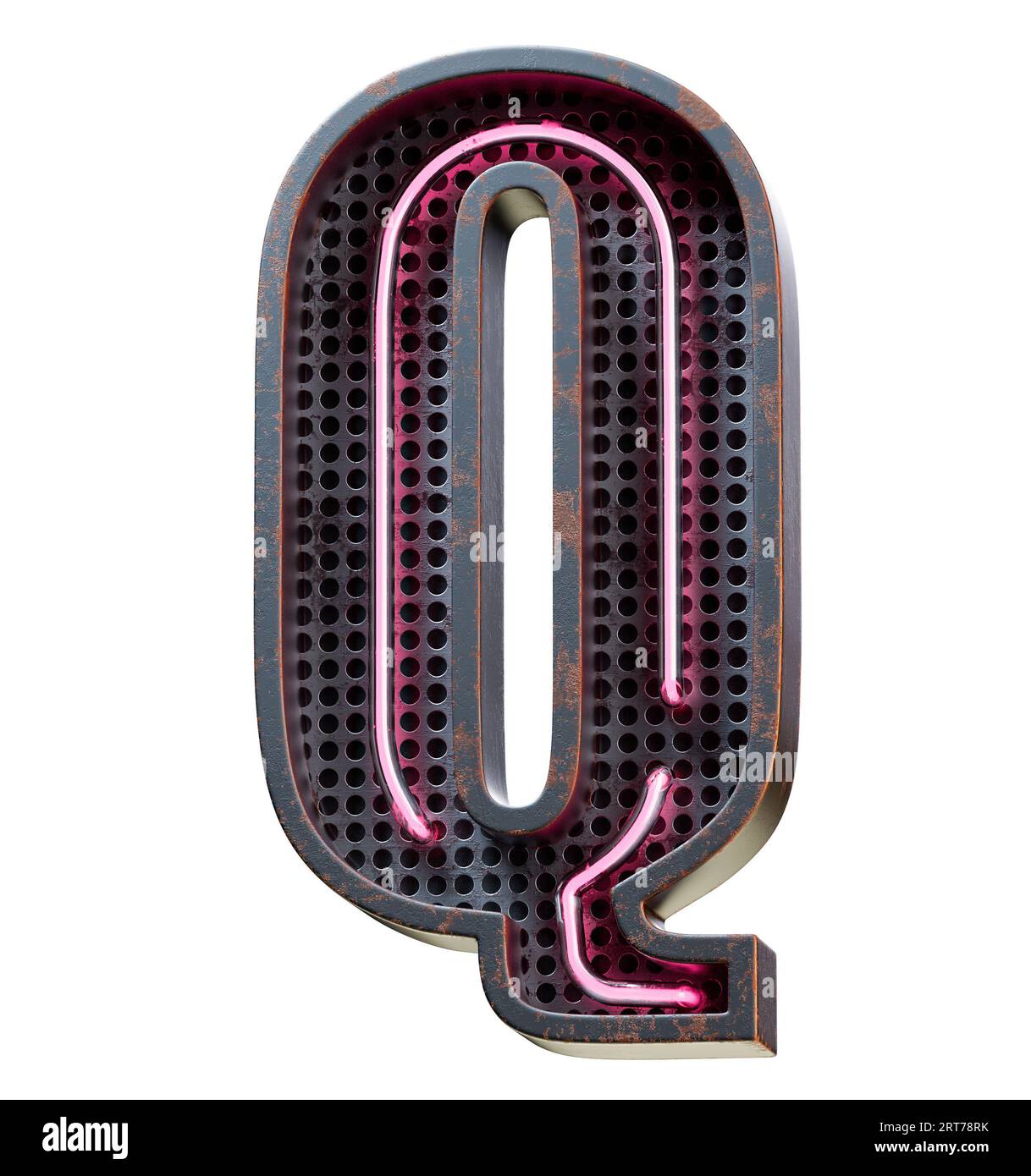 3D illustration of Pink Neon light alphabet character Capital letter ...