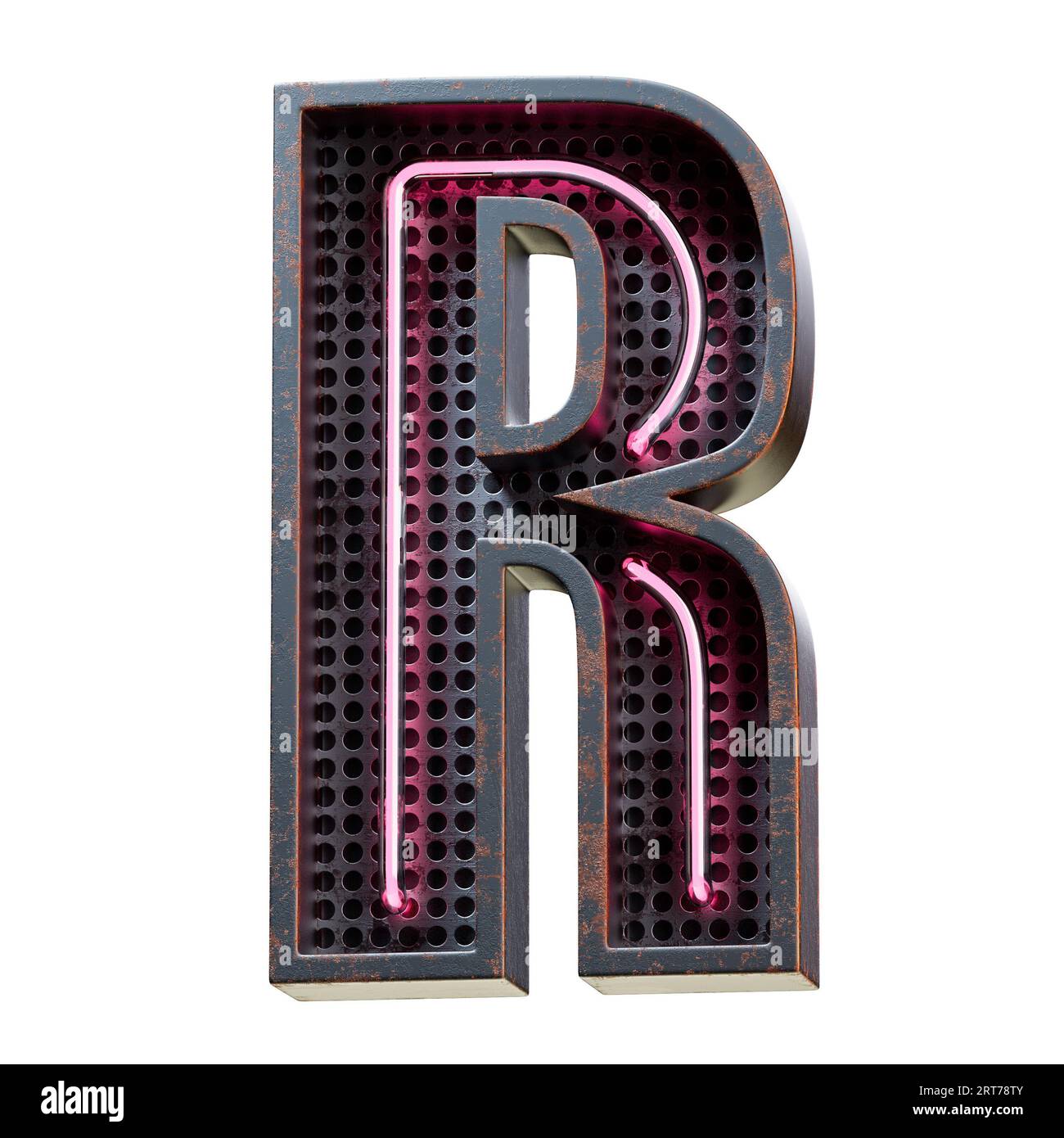 3D illustration of Pink Neon light alphabet character Capital letter ...