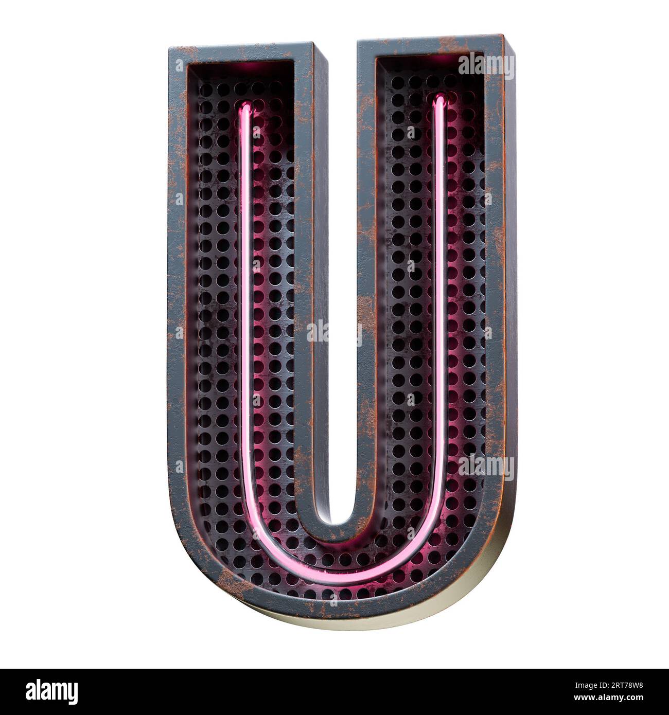 3D illustration of Pink Neon light alphabet character Capital letter ...