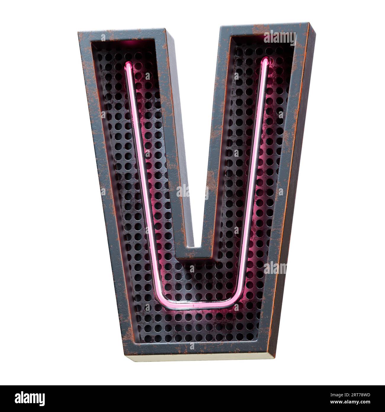 3D illustration of Pink Neon light alphabet character Capital letter ...