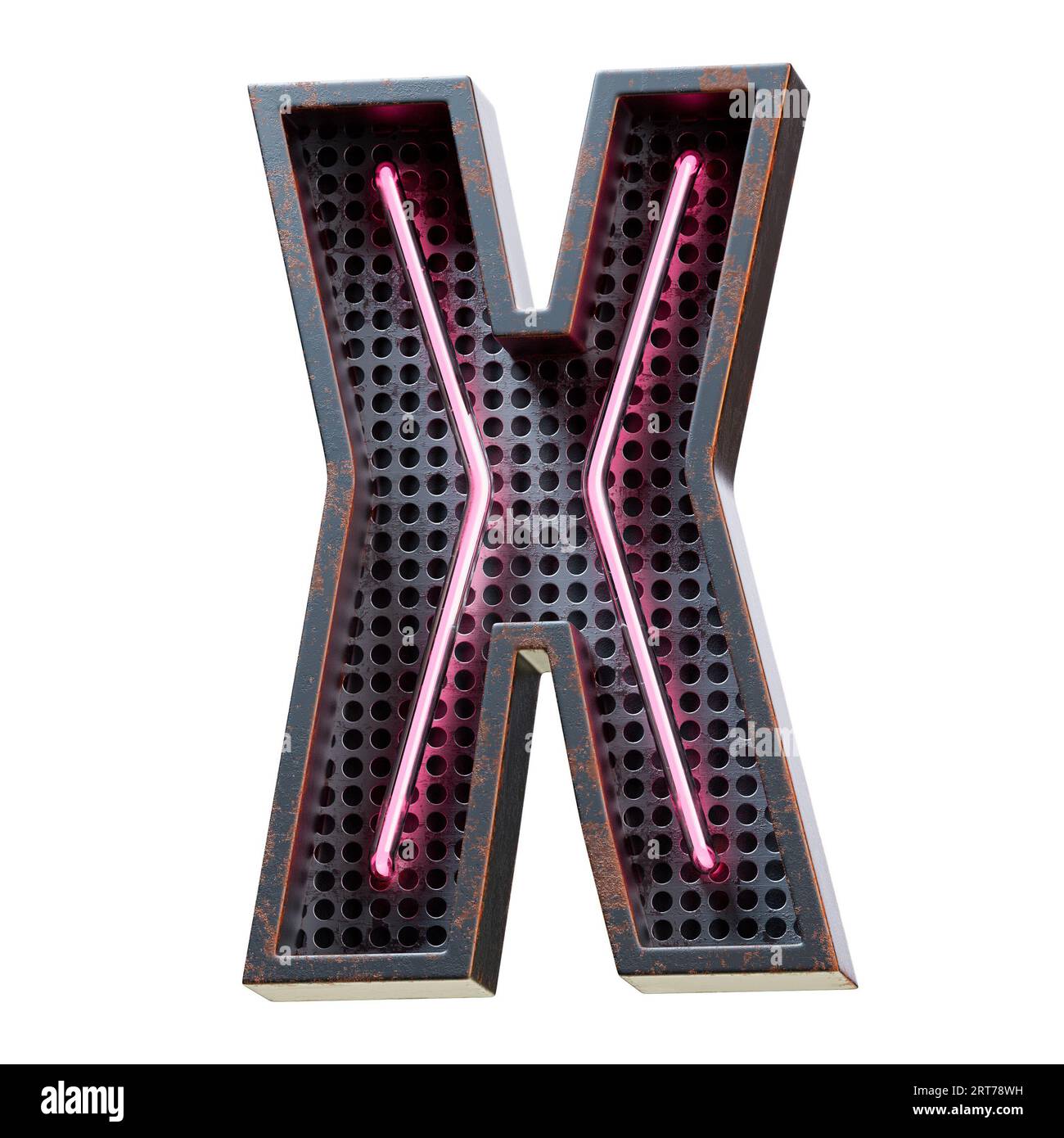 3D illustration of Pink Neon light alphabet character Capital letter ...