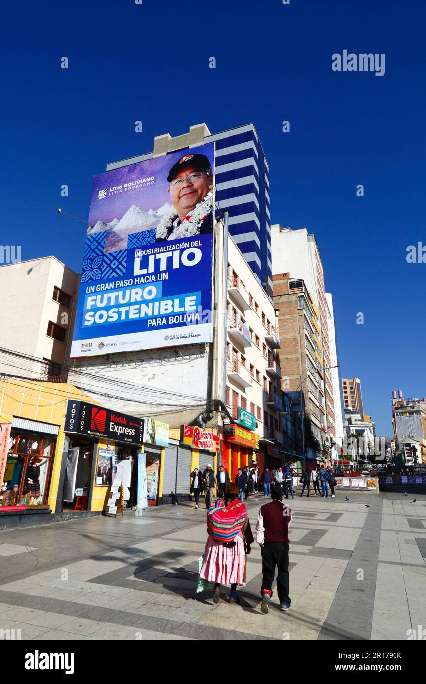 La Paz, BOLIVIA; September 11th 2023: A hoarding with Bolivian ...