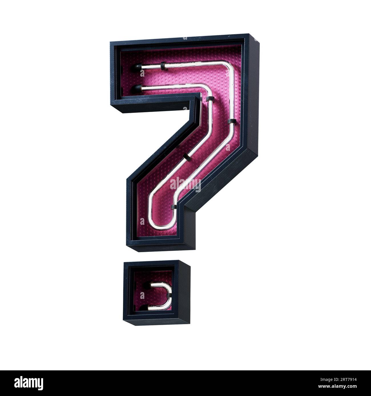 3D illustration of White Neon light sign font . Neon tube sign font ...