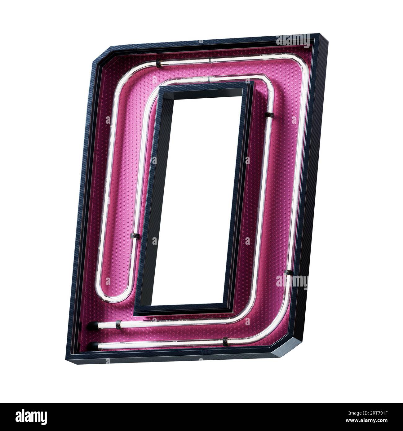 3D illustration of White Neon light digit number character font. Neon ...