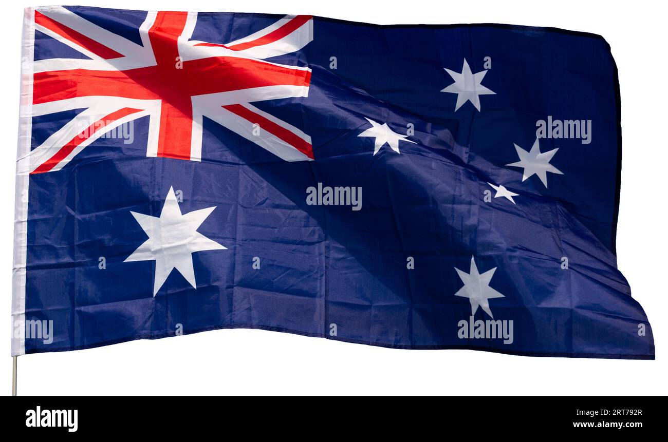 Large flag of Australia waving Stock Photo - Alamy