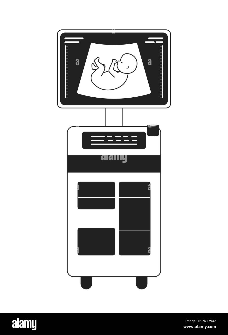 Ultrasound Diagnostic Machine Monochrome Flat Vector Object Stock Vector Image And Art Alamy