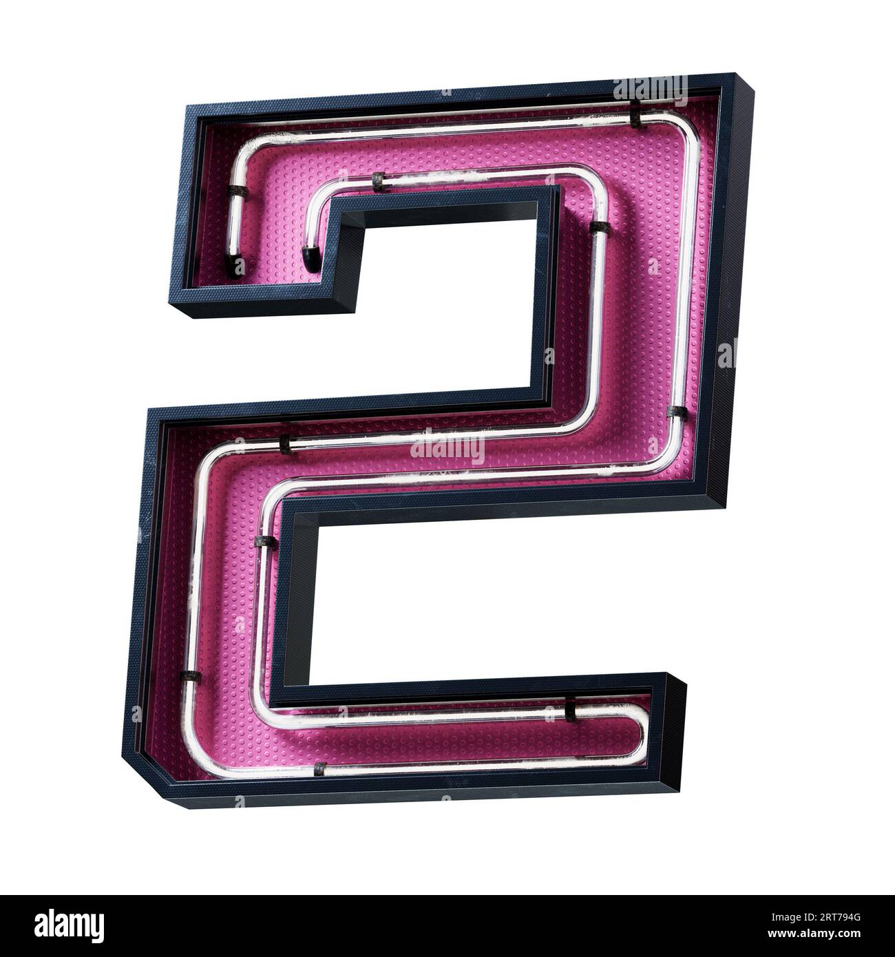 3D illustration of White Neon light digit number character font. Neon ...