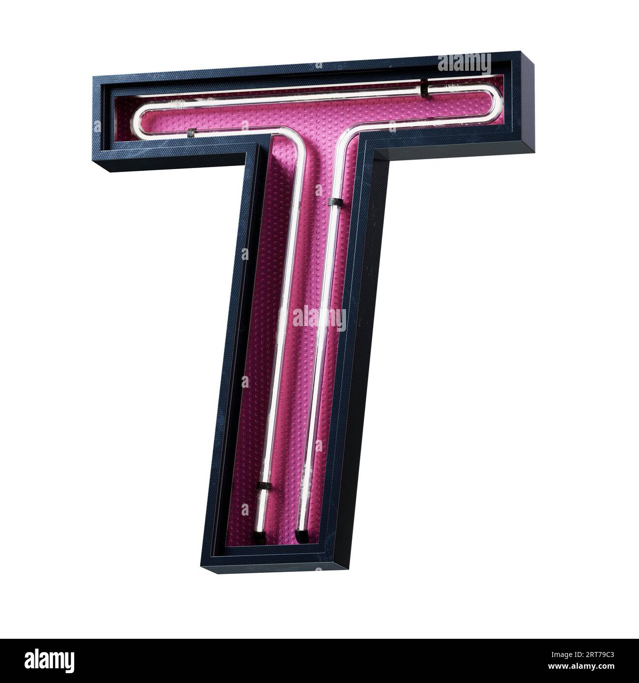 3D illustration of White Neon light alphabet character Capital letter ...