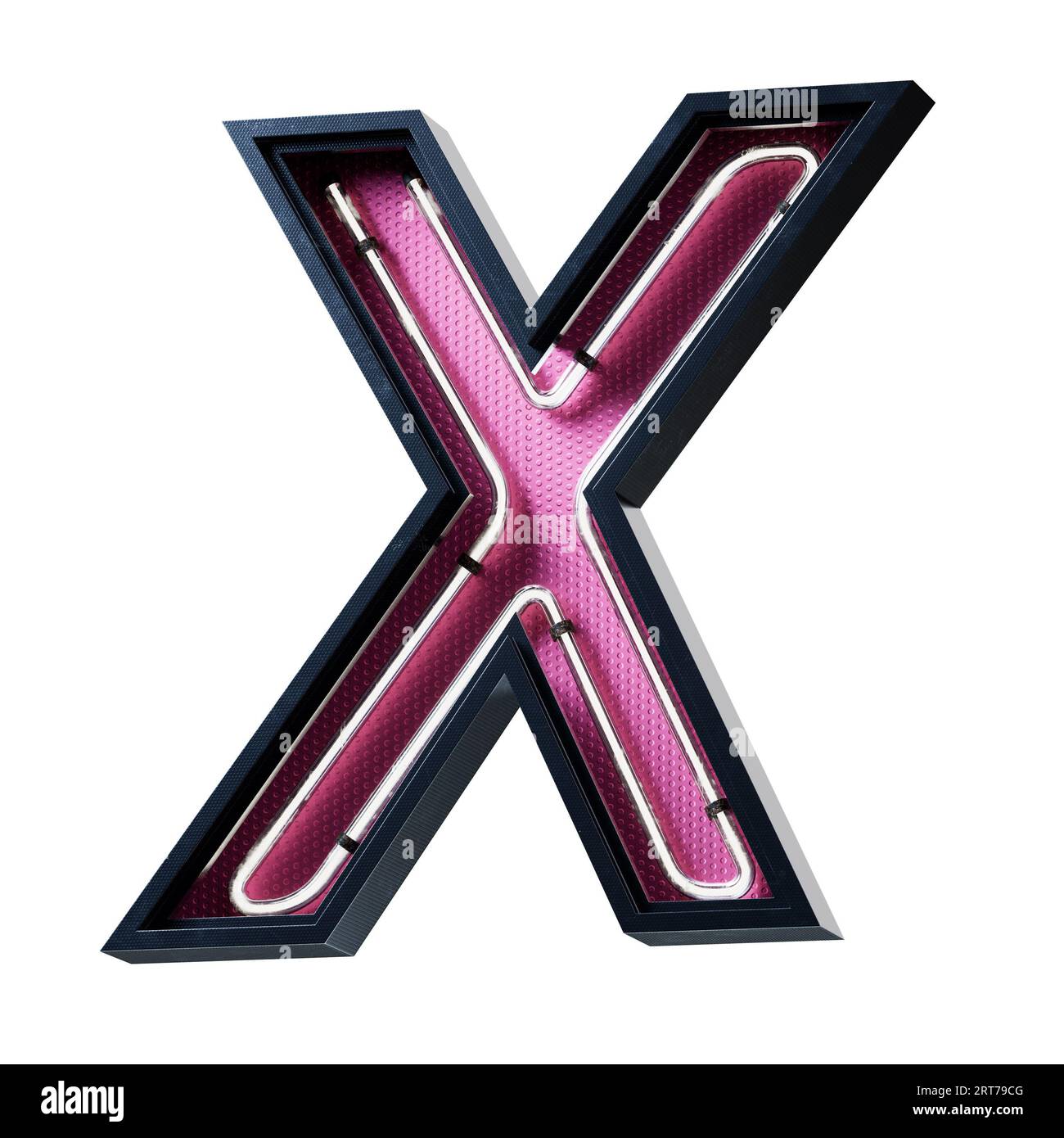 3D illustration of White Neon light alphabet character Capital letter ...