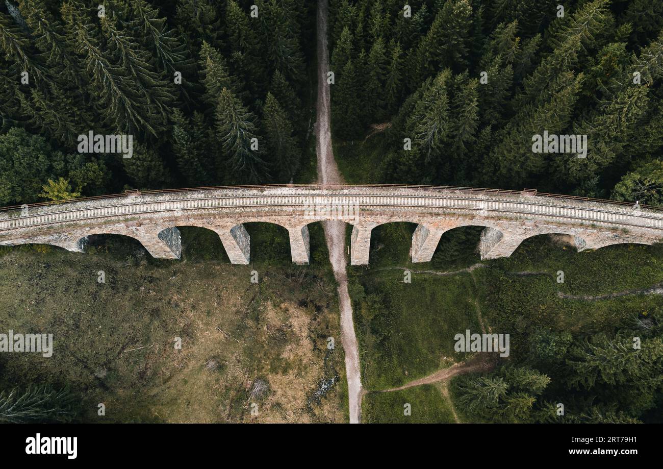 Railway bridge - Viaduct of Telgart in Europe Slovakia from above (top ...
