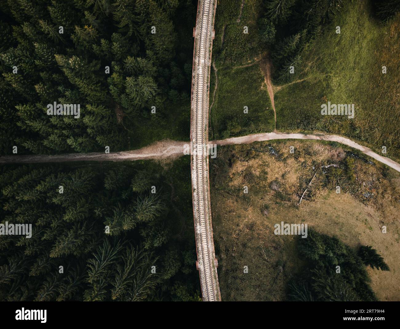 Railway bridge - Viaduct of Telgart in Europe Slovakia from above (top ...