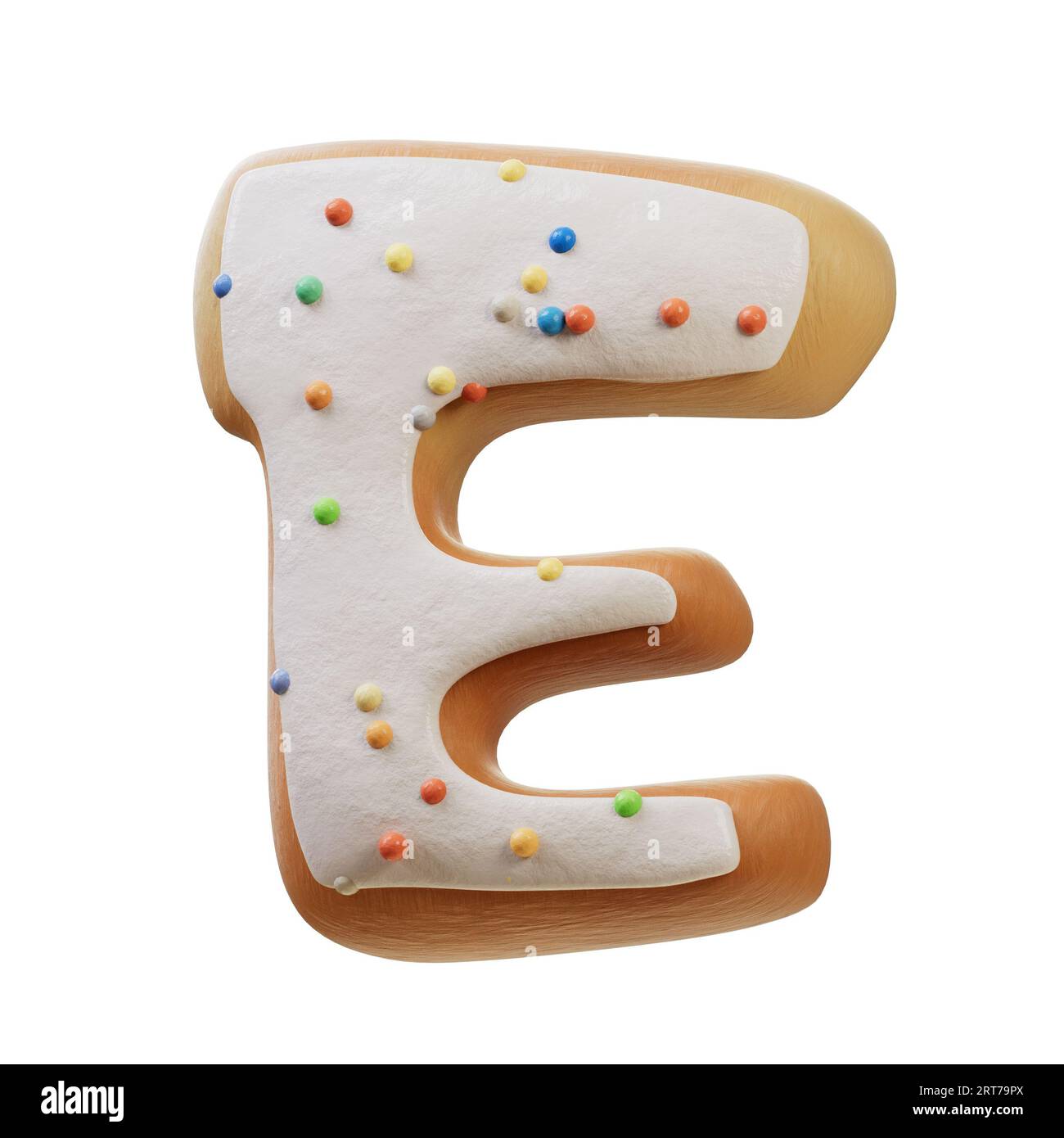 3D illustration of White Cream Donut Font Concept. Bakery sweet ...