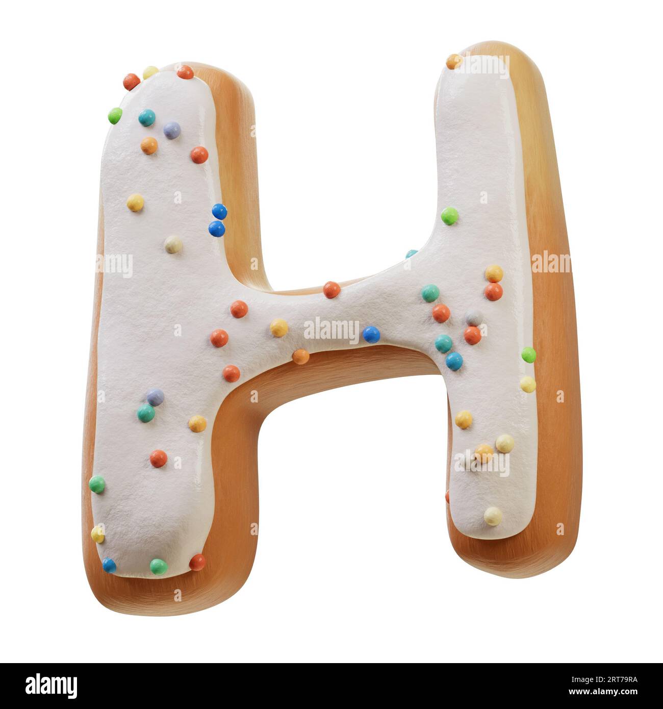 3D illustration of White Cream Donut Font Concept. Bakery sweet ...