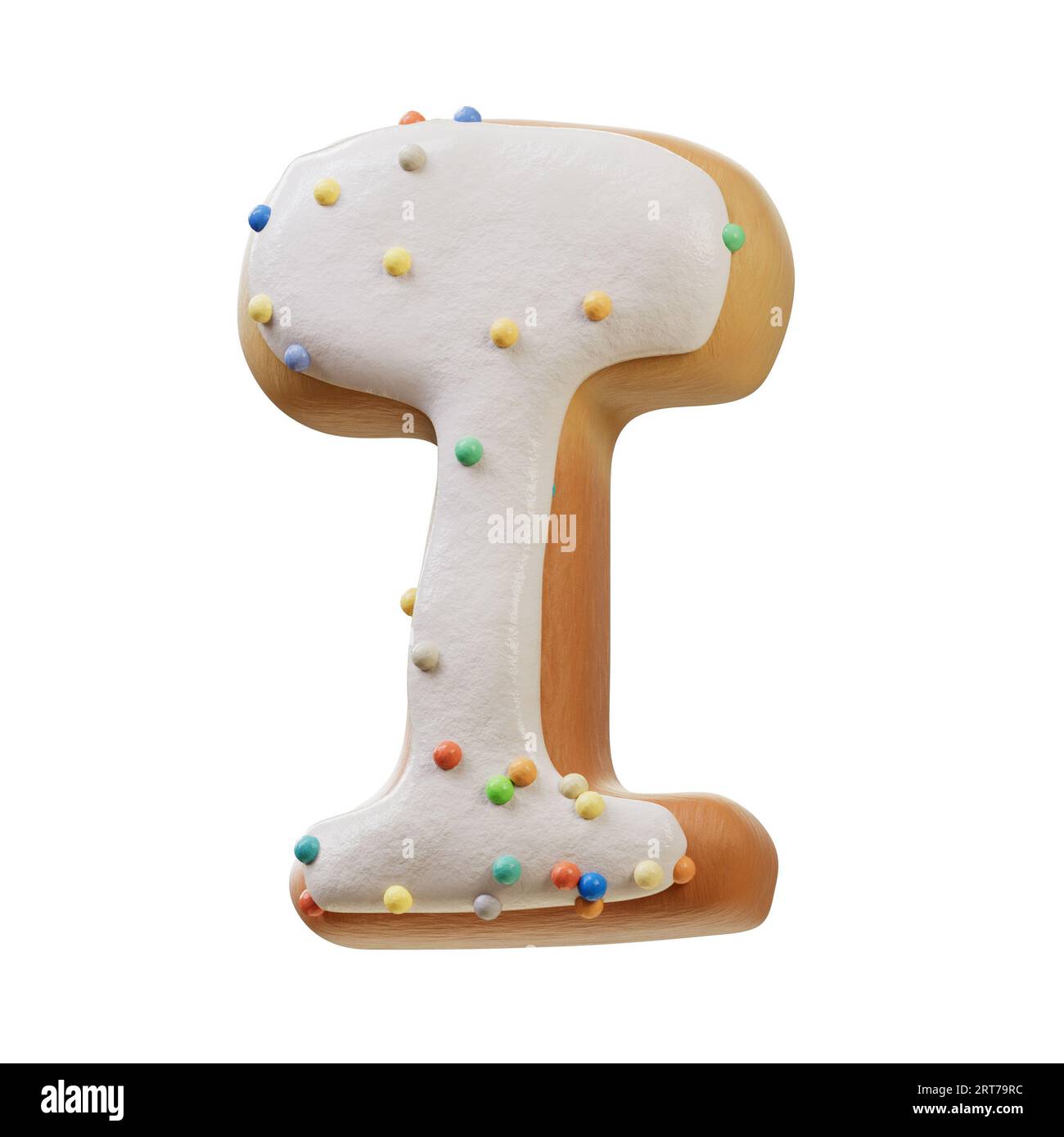 3D illustration of White Cream Donut Font Concept. Bakery sweet ...