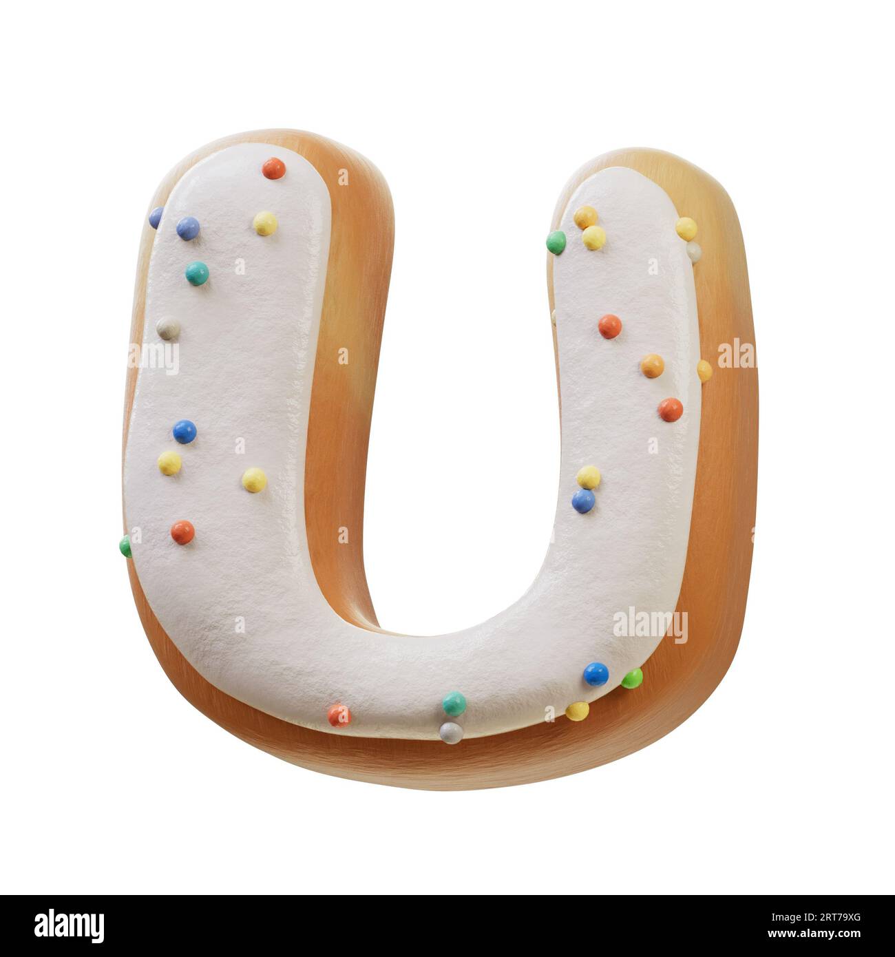 3D illustration of White Cream Donut Font Concept. Bakery sweet ...