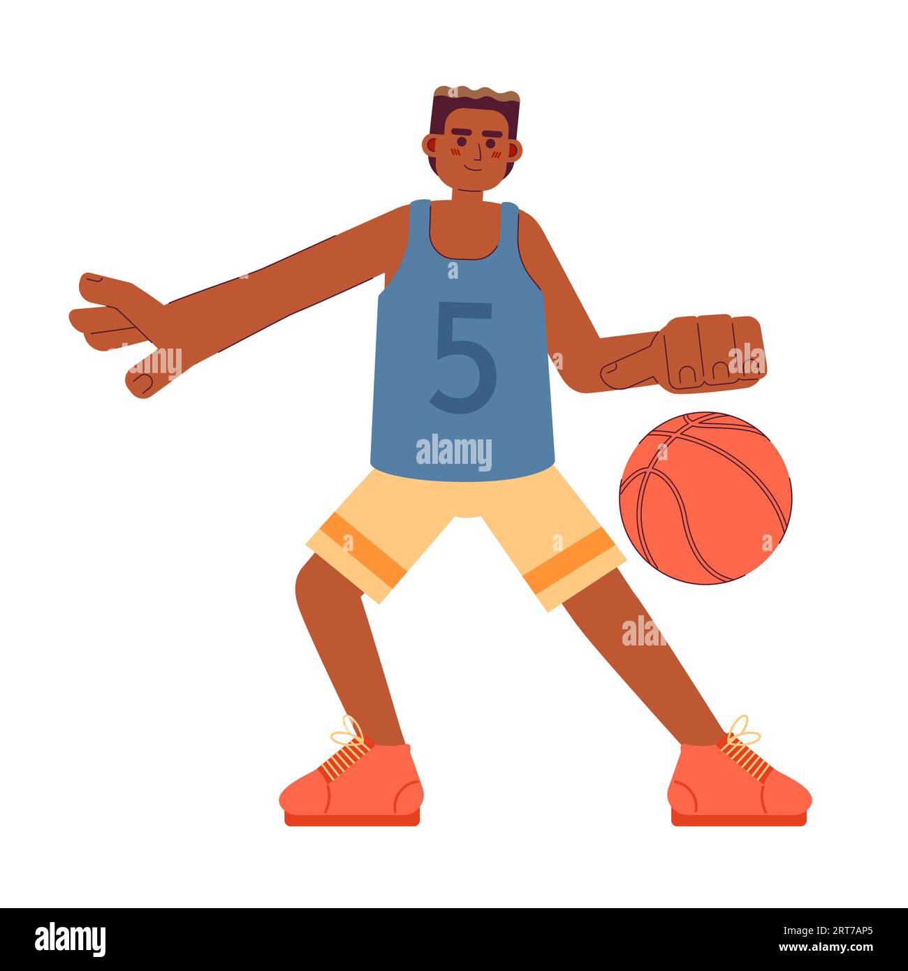 African american basketball player semi flat color vector character ...
