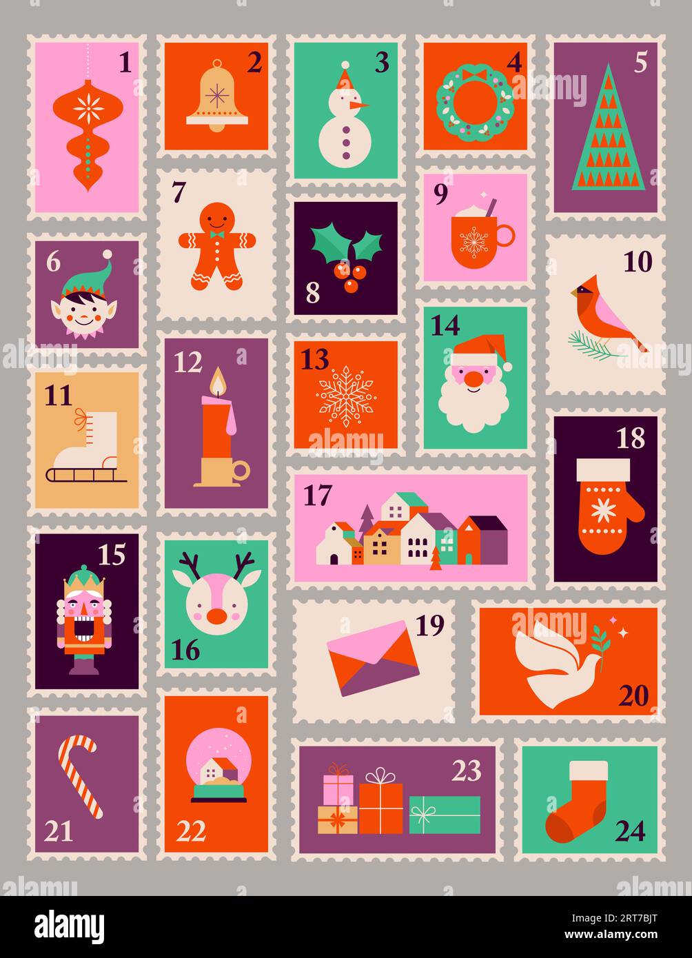 Advent Calendar, Merry Christmas poster, printable template with Xmas ...