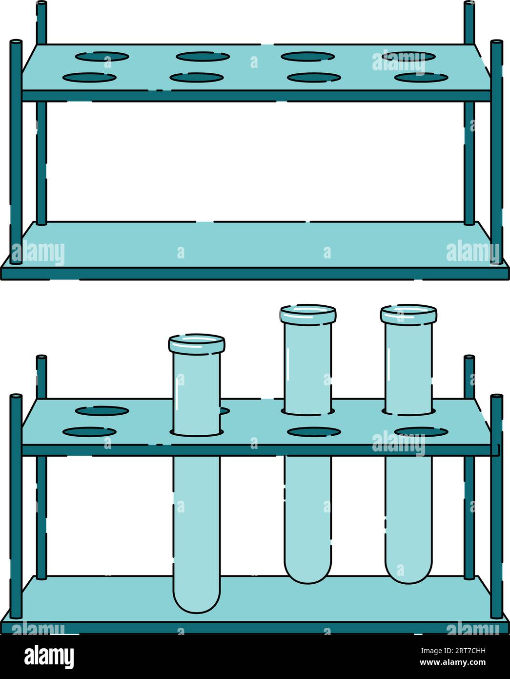 Stand for test tubes empty and with test tubes instruments for ...
