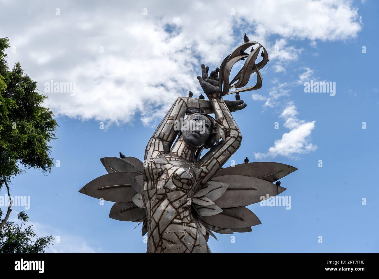 Beautiful View of the Costa Rica Flag with the Bicentennial Angel in ...