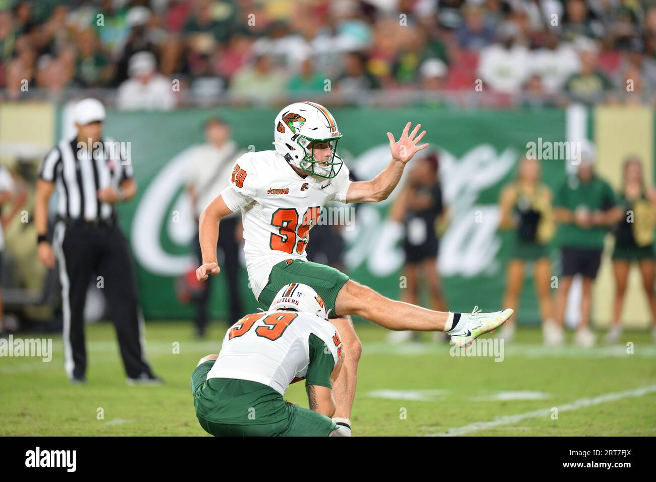 Florida A&M University Cameron Gillis (39) kicks an extra point during ...