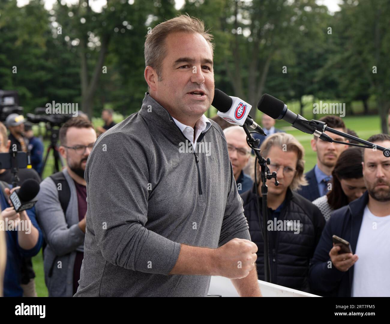 Montreal Canadiens NHL hockey team co-owner Geoff Molson speaks to the ...