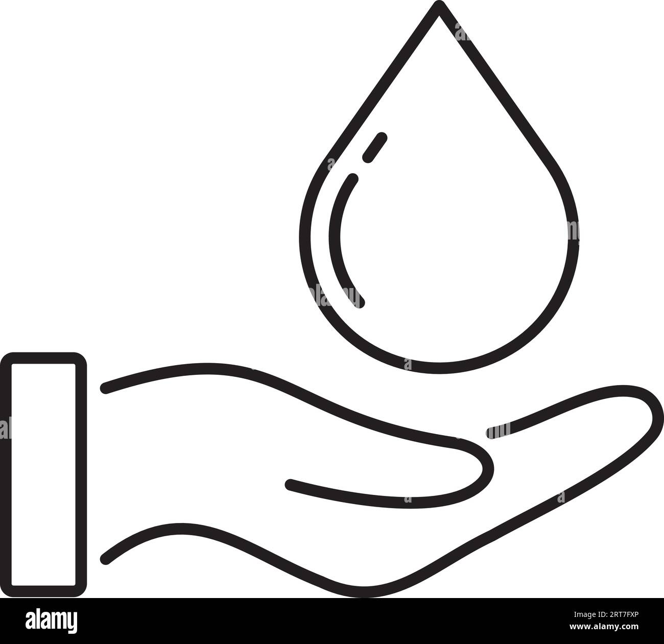 vector a hand with a drop of water. saving water. a drop of water in ...