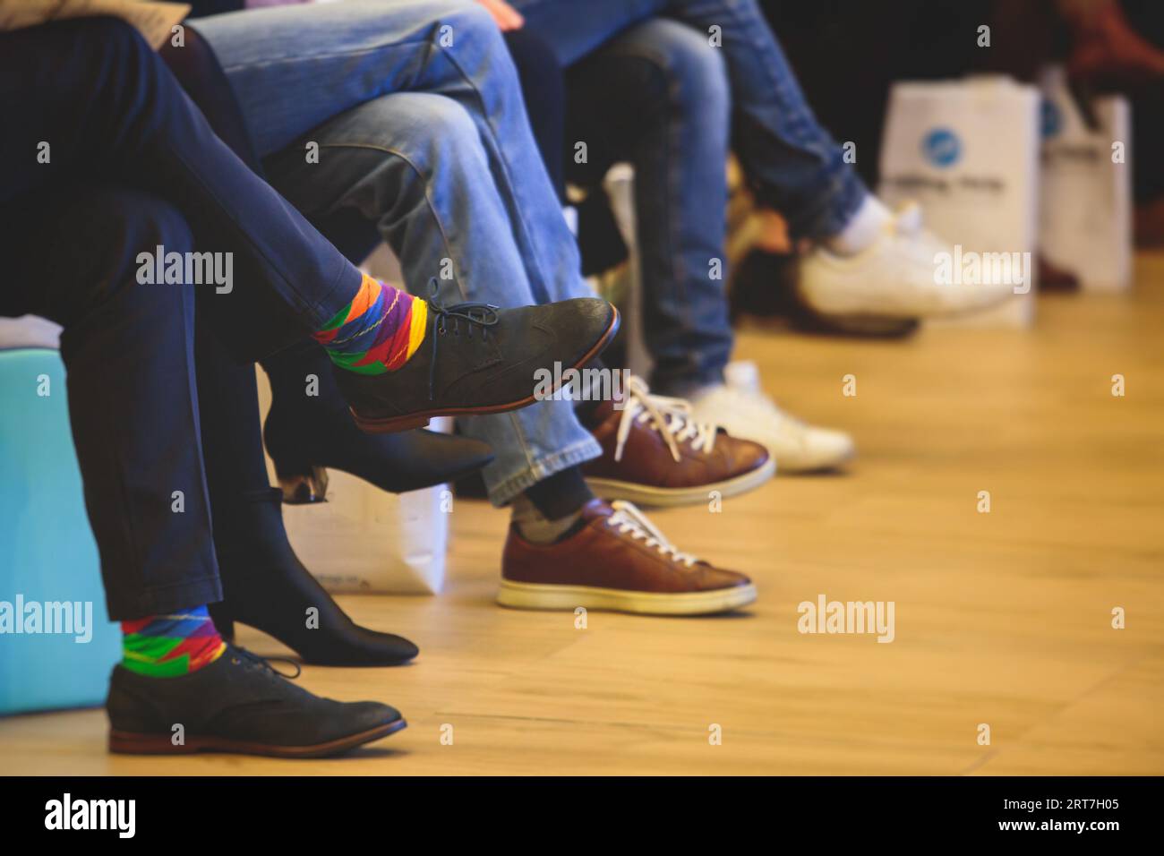 Speakers shoes at the business conference event, audience at the ...