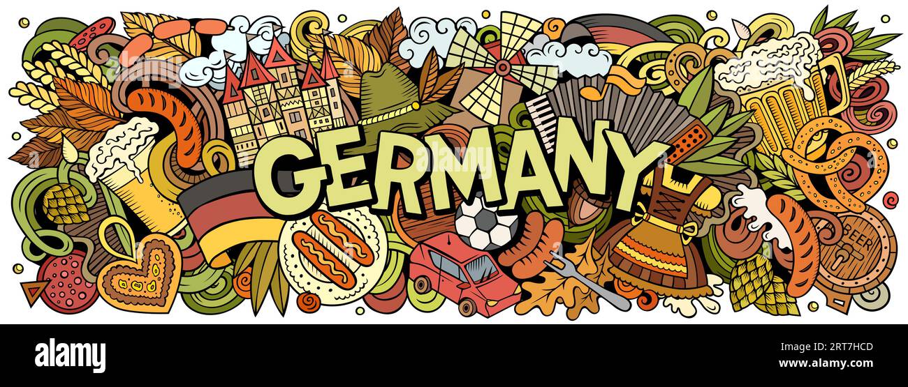 Vector illustration with Germany theme doodles. Vibrant and eye ...