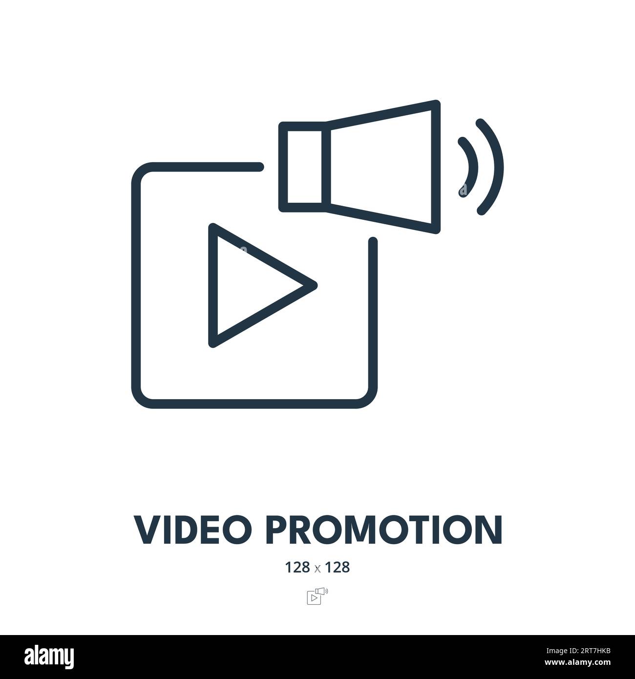 Video Promotion Icon. Movie, Player, Camera. Editable Stroke. Simple ...