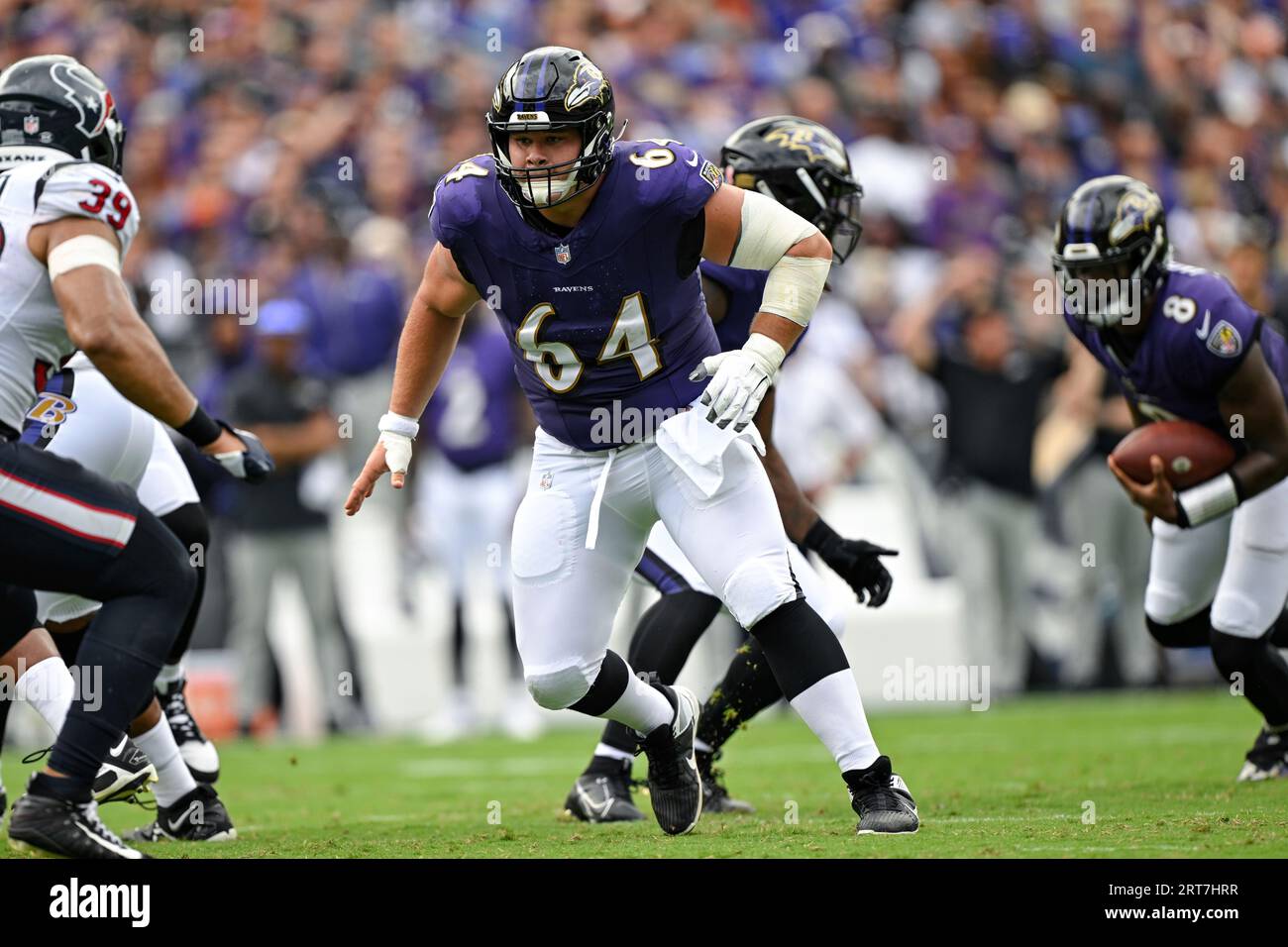 Baltimore Ravens center Tyler Linderbaum (64) in action during the ...