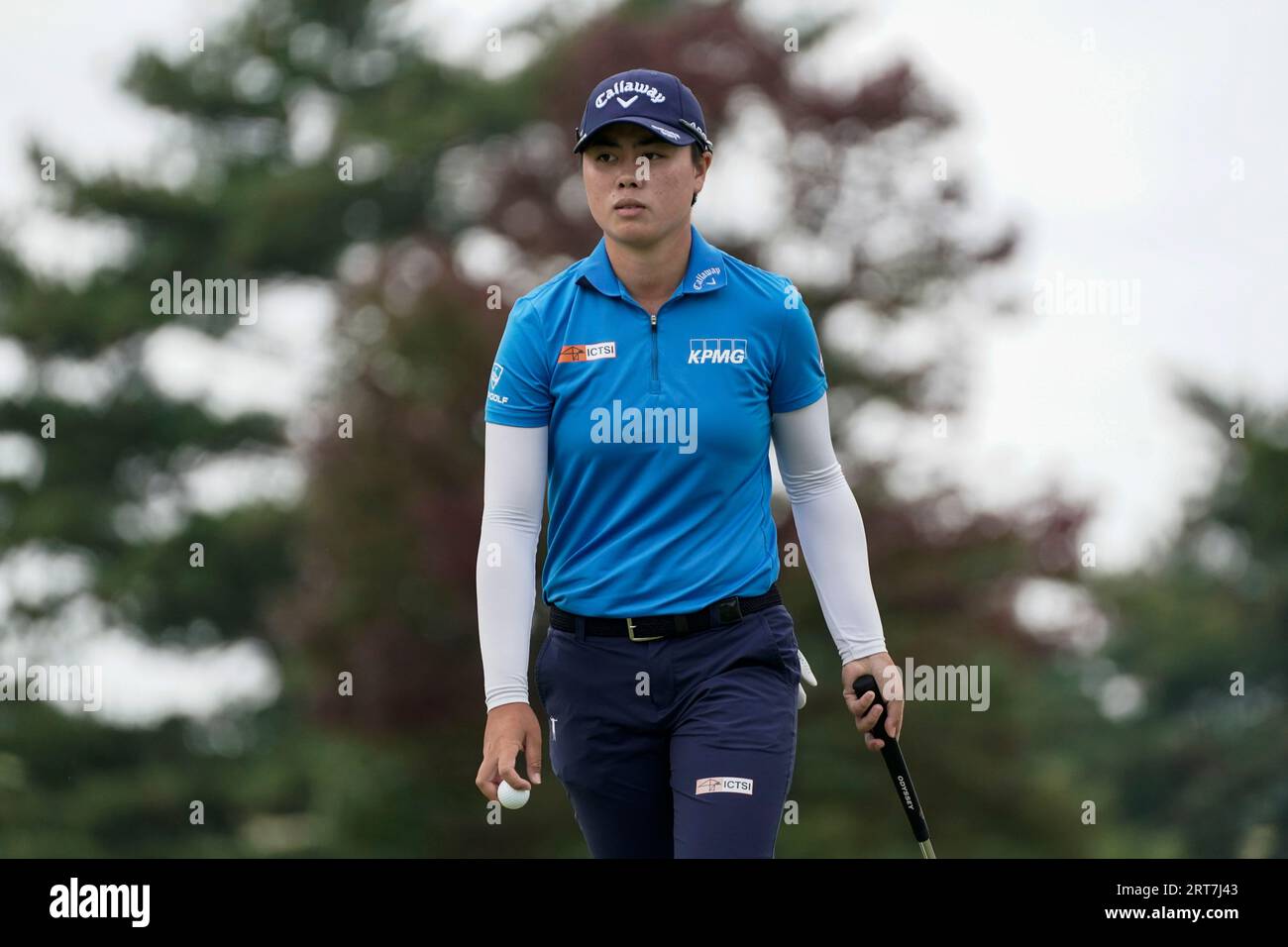 Yuka Saso walks off the 8th green after making par during the final ...