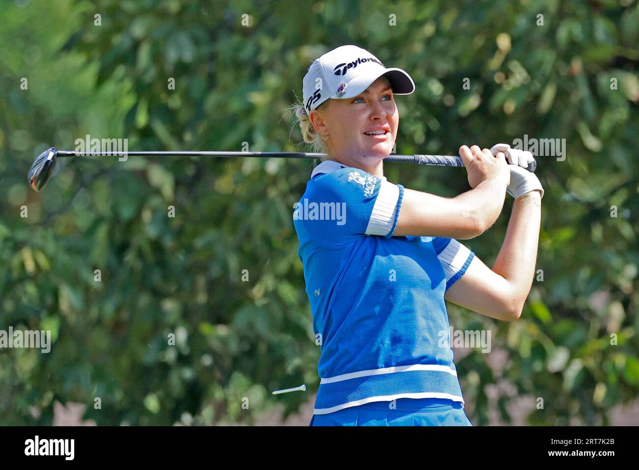 CINCINNATI, OH - SEPTEMBER 10: LPGA player Charley Hull plays her tee shot on the 4th hole ...