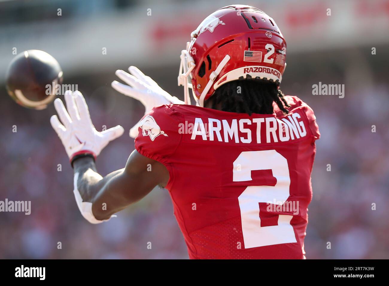 September 9, 2023: Razorback receiver Andrew Armstrong #2 looks in a ...
