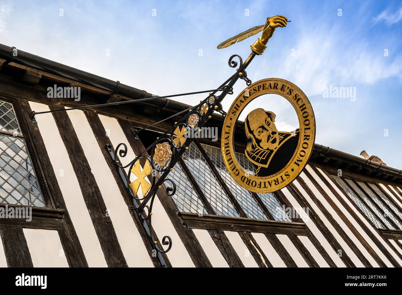 The sign above Shakespeare's School, Stratford on Avon,Warwickshire ...