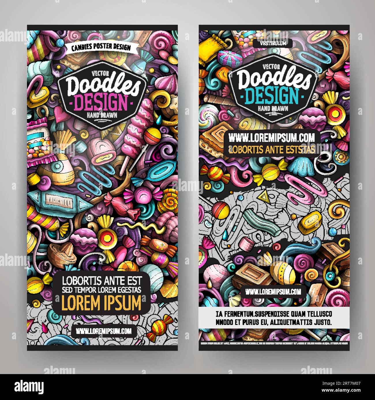 Cartoon vector doodle set of Candies corporate identity templates ...