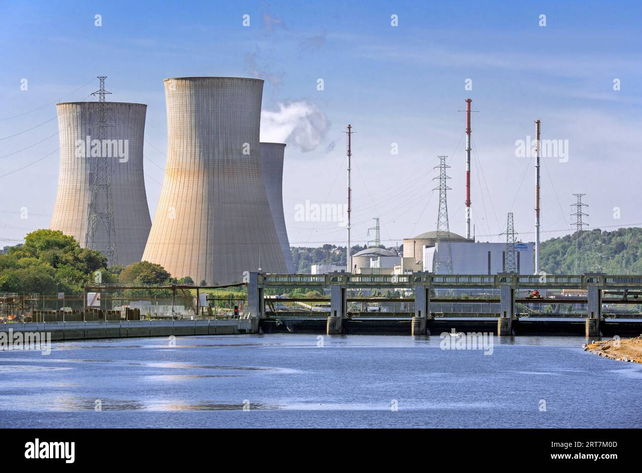 Cooling towers of the Tihange Nuclear Power Station along the Meuse ...
