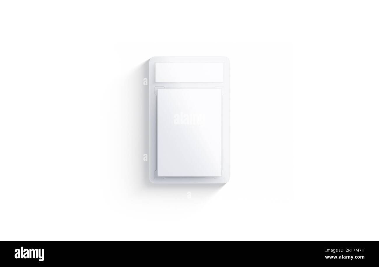 Blank transparent plastic trading card mockup, top view, 3d rendering ...