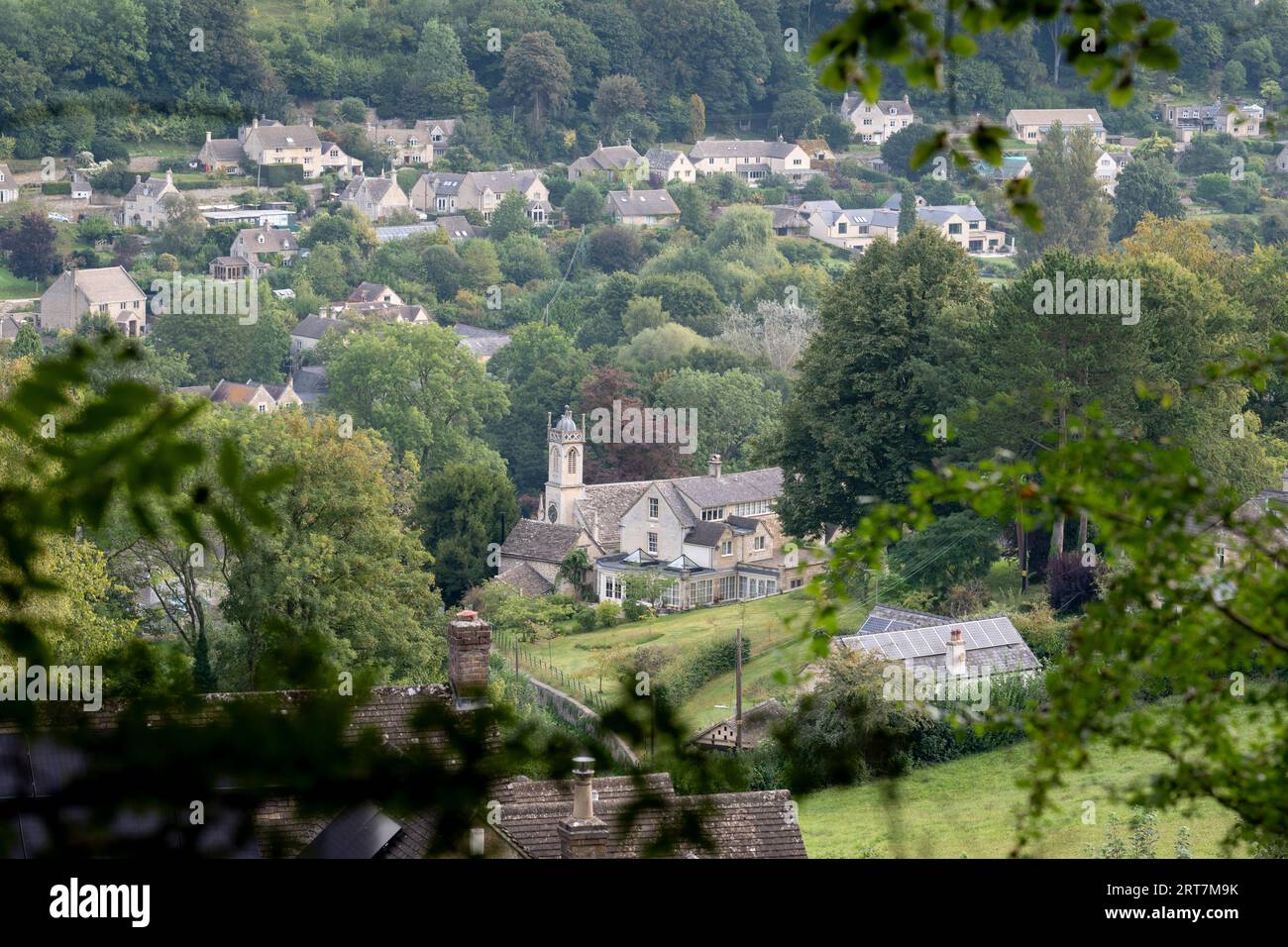 An aerial view of the Cotswolds village of Sheepscombe, on 8th ...