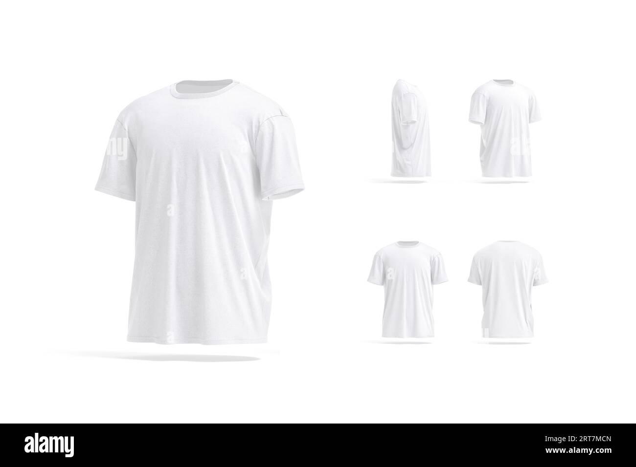 Blank white oversize t-shirt mockup, different sides, 3d rendering ...