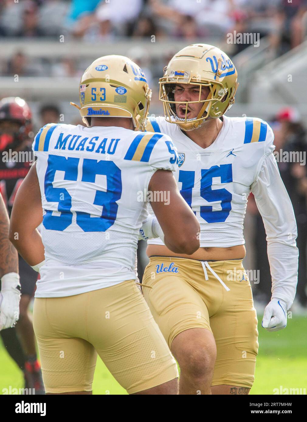 SAN DIEGO, CA - SEPTEMBER 09: UCLA linebacker Darius Muasau (53 ...