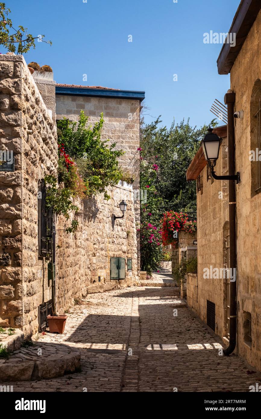 Jerusalem, Israel - June 22, 2023: Old houses in Yemin Moshe district ...