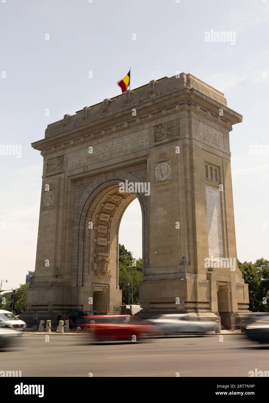 Long exposure at The Triumphal Arch, Bucharest, Romania Stock Photo - Alamy