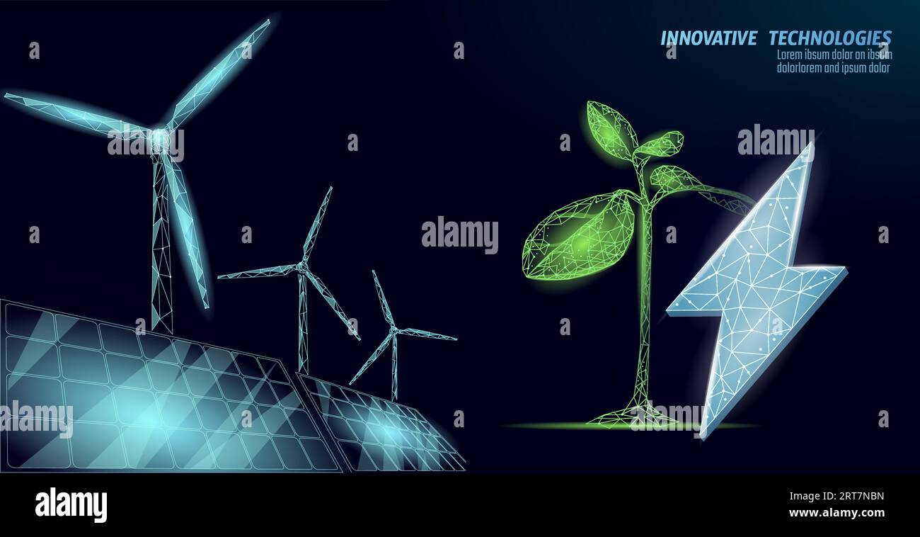 3D windmills ecology forest concept. Save environment wind green tree ...