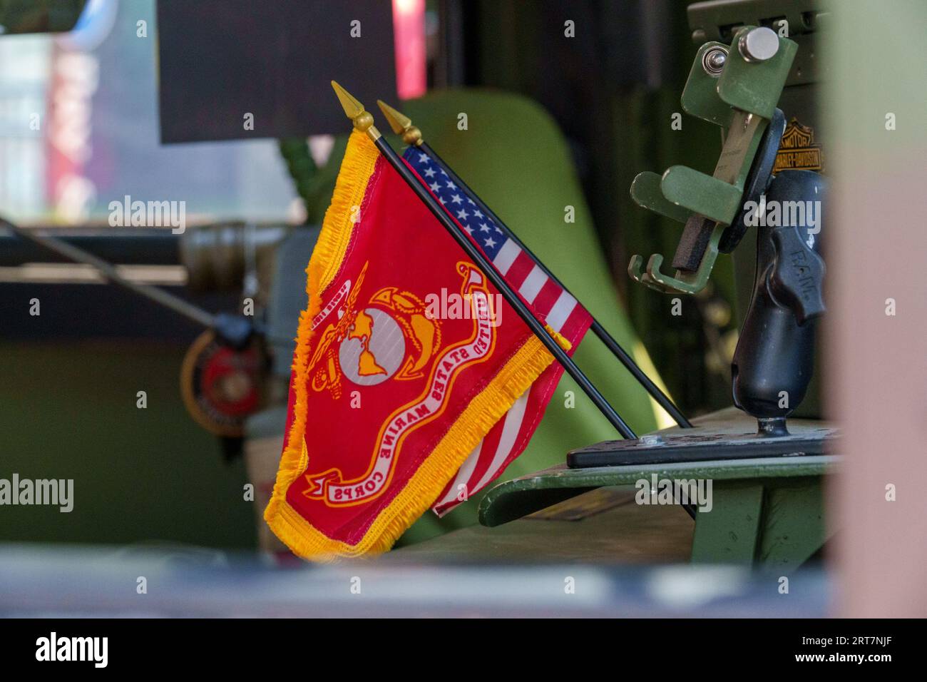 A closeup of US Marine Corps Flag and USA flag Stock Photo - Alamy